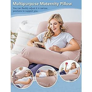 Meiz Cooling Pregnancy Pillows for Sleeping, Maternity Body Pillow for Pregnant Woman, U Shaped, with Cooling Jersey Cover