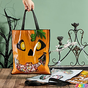 JOYIN 3 PCS Halloween Large Tote See-through Bags 22.5” x 13.75” Grocery Tote Trick or Treat Grocery Goody Bags for Trick or Treating, Grocery Shopping and More