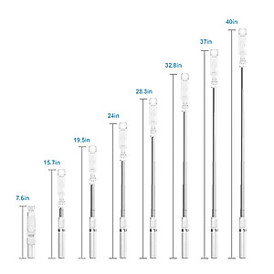 Ambertronix 40" Lighted Selfie Stick Tripod, Removable Bluetooth Remote, 3 Light Modes, 6 Brightness Levels, Lightweight, Portable, Compatible with All iPhone & Android Devices, White (2022Upgrade)