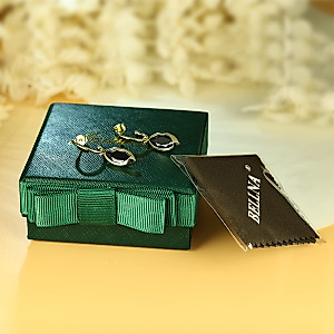 BELLNA 925 Sterling Silver 14K Gold Dainty Earrings for Women Dangle Cubic Zircoina Marquise Brilliant Cut Dangle Hoop Earrings for Women Girl Her Wedding Party Gift (Black CZ)