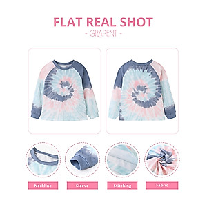 GRAPENT Girls Casual Tie Dye Print Active Hoodie Long Sleeve Sweatshirts Pockets Pullover Tops Size XX-Large 12-13