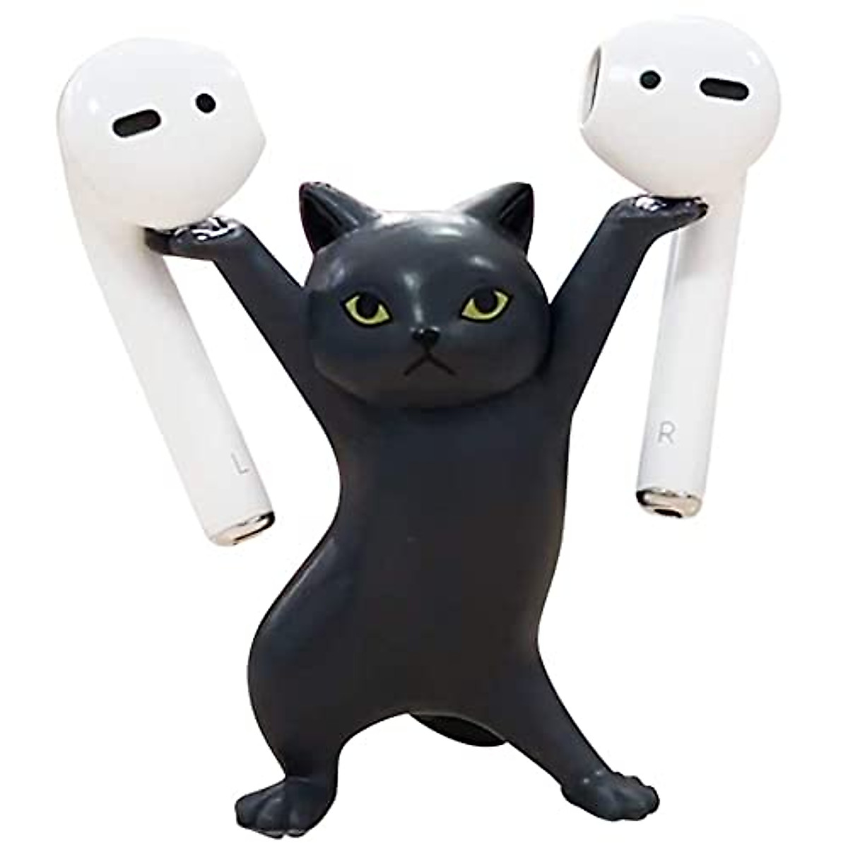 Airpod Pro Case Cover Cute Kitty Animal W Magnetic Dance Cat Airpod Holder Silicone Protective Case for Apple AirPods Pro | Funny Holiday Birthday Gifts for Her Women Teenage Girls (Black)