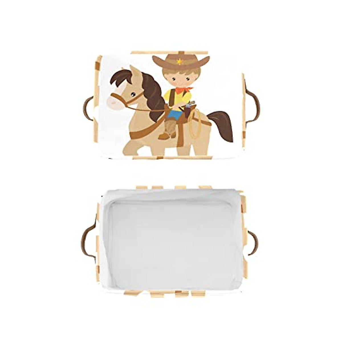 Western Cowboy Horse Custom Storage Basket ,Personalized Storage Bins Cubes Organizer with Handle for Bedroom Wardrobe,Nursery,Basket 1 Pack