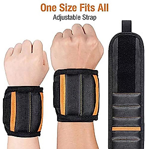 Size-adjustable Magnetic Wrist Band, Wristband for Holding Screws with 15 Strong Magnets, Tool Band Cool Christmas Gifts for Dad, husband Stocking Stuffers for Screwdriver Tool Parts