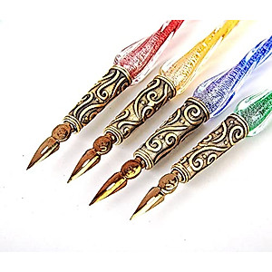 Nostalgic Impressions Glass Pen Calligraphy Dip Pen with Ink Set -Blue Shimmer