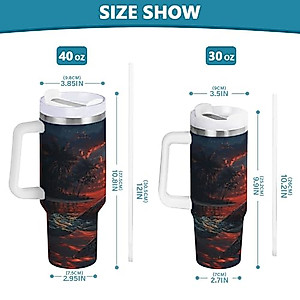 Slewiaeky Tumbler with Handle 40 oz Cool Tortoise Turtle Travel Mug with Lid and Straw Ocean Stainless Steel Vacuum Insulated Water Bottle Cup for Iced Tea Coffee Cold Beverages Cup Holder Friendly