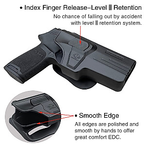 Pole.Craft OWB Paddle Polymer Holsters Fit: Sig Sauer P320 Full Compatible Sig Sauer P320 Carry Pistol, Outside Waistband Open Polymer Holster with Safety Lock, Angle adj-1.5“-2” Belt Adjustable