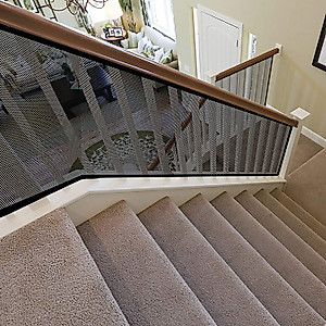 JIFTOK Ewaves Stairway Net - Baby Safety Rail - 180 inch x 32 inch - Banister Stair Net for Child, Small pet,Toy- Indoor & Outdoor(Black)