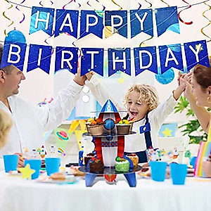 3 Tiers Rocket Cupcake Stand Outer Space Cardboard Cupcake Holder Galaxy Party Dessert Tower Solar System Treat Stand for Kids Space Birthday Decor Baby Shower Family Gathering Supplies