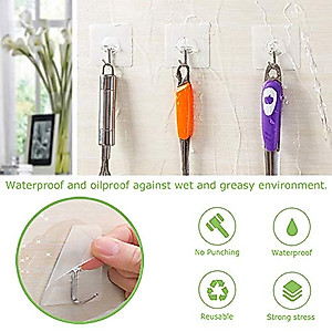 Adhesive Hooks,Transparent Seamless Stainless Steel Ultra Strong Wall Hooks for Kitchen Bathroom Ceiling Door Utility Hooks(12 PCS)