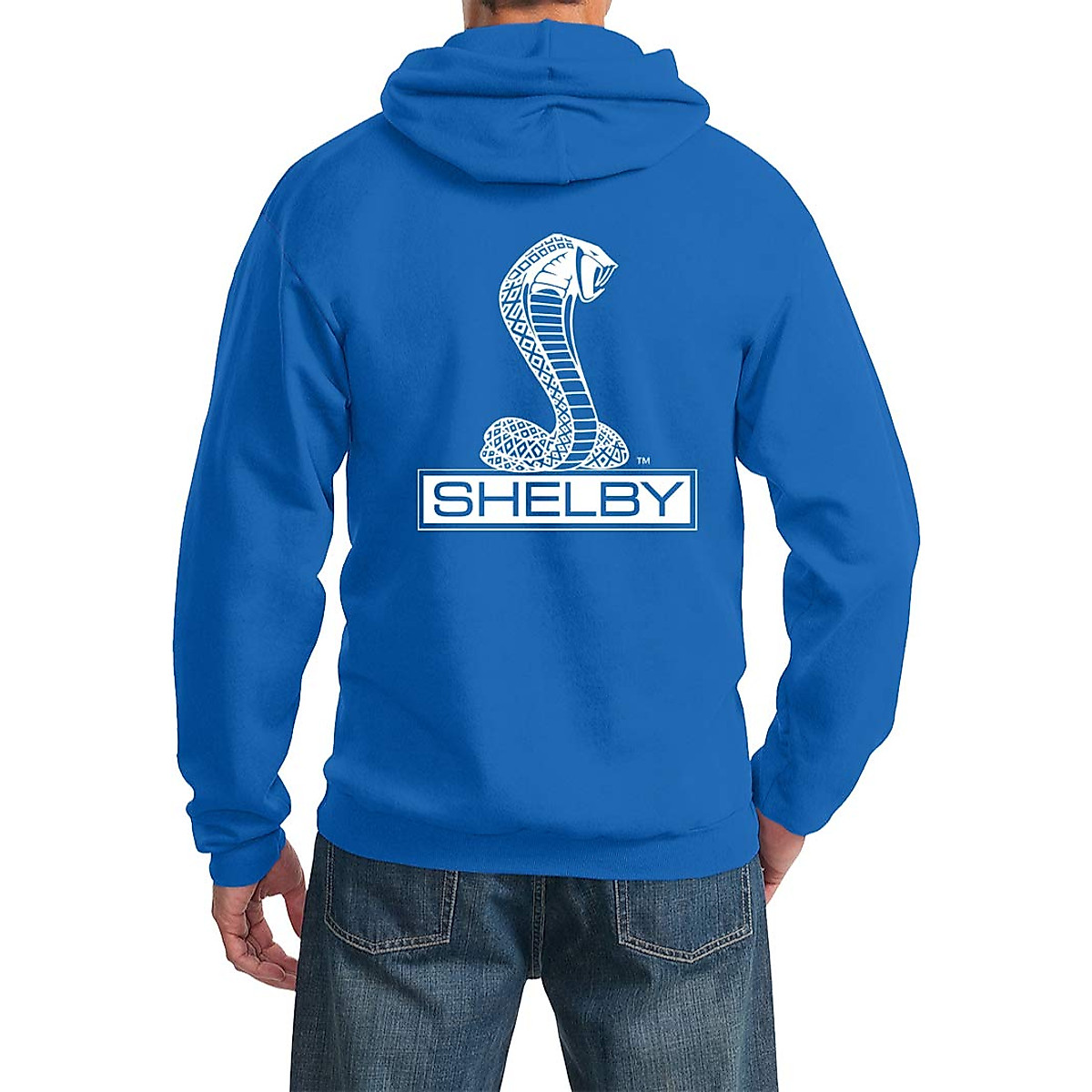 Buy Cool Shirts Ford Shelby Cobra Front and Back Hoodie, Royal 3XL