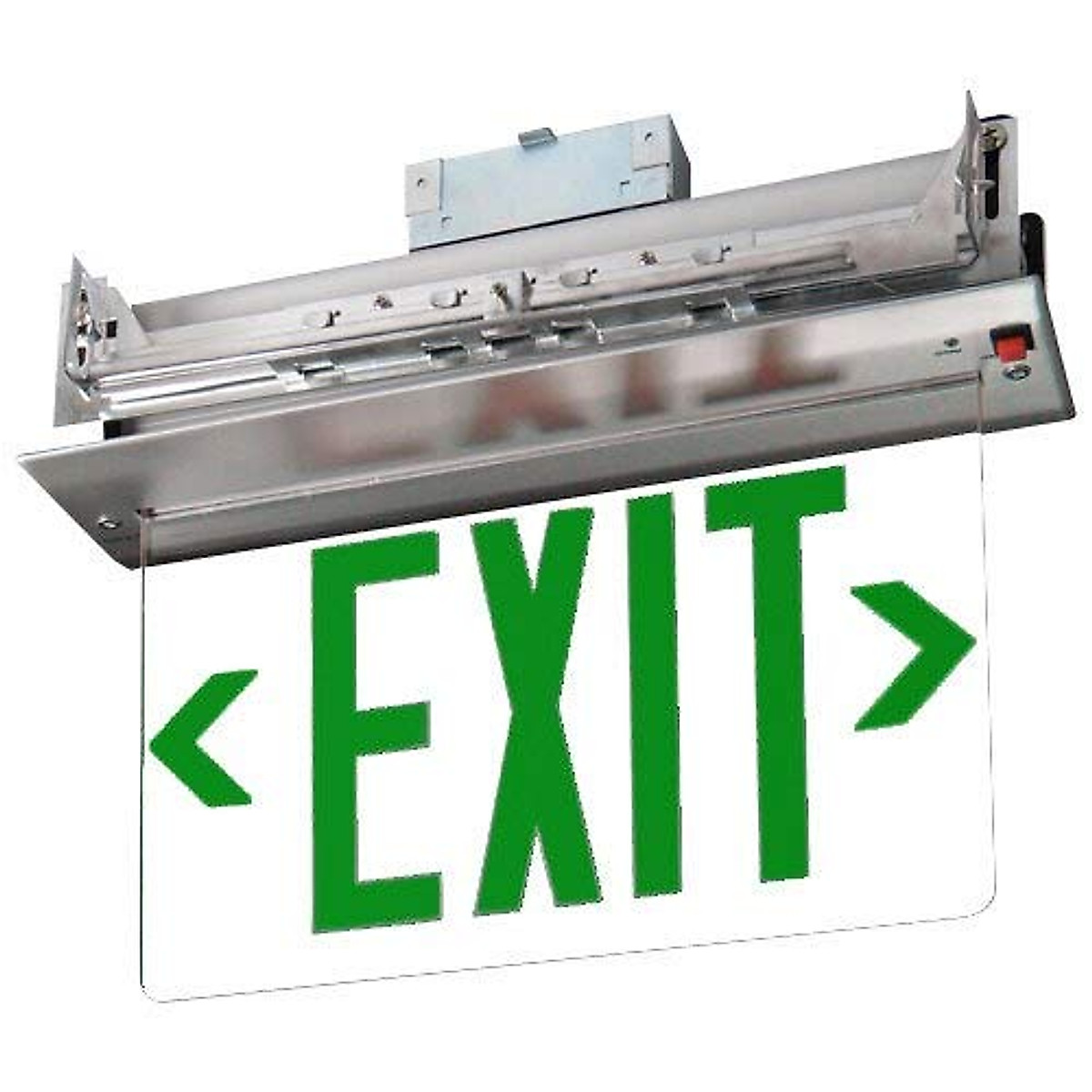 Recessed Green Edge Lit Exit Sign - Single Sided