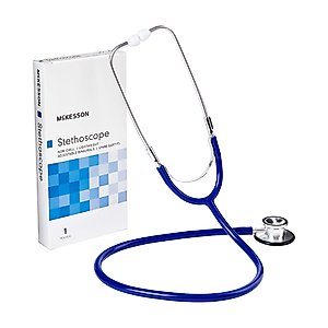 McKesson Stethoscope, Lightweight, Double-Sided Chestpiece, Adjustable Binaurals, Royal Blue, 22 in, 1 Count