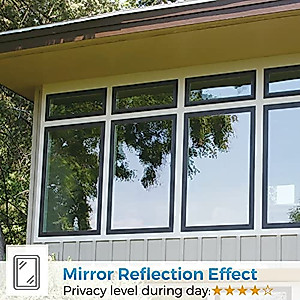 bofeifs Window Privacy Film One Way: Window Tinting Film for Home Static Cling, Mirror Reflective Window Film Daytime Privacy See Out Not in, Anti-UV Heat Control Window Film 17.7 Inch x 6.5 Feet