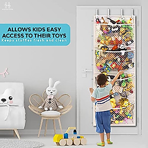 The Original Stuffed Animal Storage (Patent Pending) - Over Door Organizer for Stuffies, Baby Accessories, Toy Plush Storage / Breathable Hanging Storage Pockets Big Girls Toddler Large Bag Animals