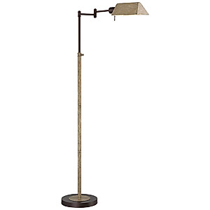 Regency Hill Jenson Rustic Farmhouse Industrial Swing Arm Pharmacy Floor Lamp Standing 54" Tall Bronze Faux Wood Adjustable Height Task Lighting for Living Room Reading House Bedroom Home