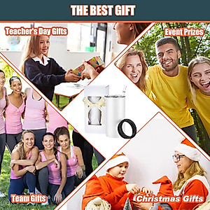 Meanplan 12 Pack Sublimation Skinny Can Cooler 12 oz White Sublimation Can Holder Blanks Insulated Stainless Steel Sublimation Drink Tumbler Holder with Gift Boxed Straws for Valentines(Tall Style)