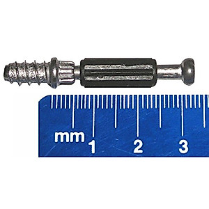 33mm Dowel Pin Bolt for Cam Lock Disc Furniture Connectors 43.5 mm Overall, Steel with Plastic Sleeve, 11mm Euro Wood Screw Thread for 5mm Hole (25 Pack)