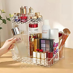 CONHENCI Large Capacity Rotating Acrylic 360 Degree Makeup Organizer 5 Layers Adjustable Cosmetic Storage Standr Best for Perfume Skincare Jewelry Display Dresser