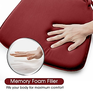 Basic Beyond Kitchen Chair Cushions Set of 4, U Shaped Memory Foam Chair Cushion with Ties, 17 x 16 inches Soft Plush Velvet Chair Pads for Dining Chairs(Red)