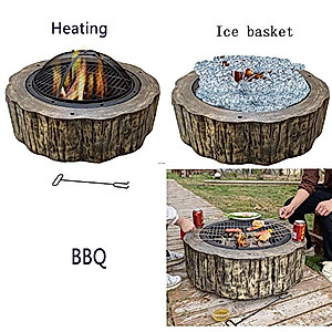 LEAYAN Garden Fire Pit Grill Bowl Grill Barbecue Rack Fire Pits Bowls,for Garden Wood Burning BBQ with Grill and Lid Cast Iron Outdoor Firepit for Log Burning for Patio Camping Waterproof 80cm
