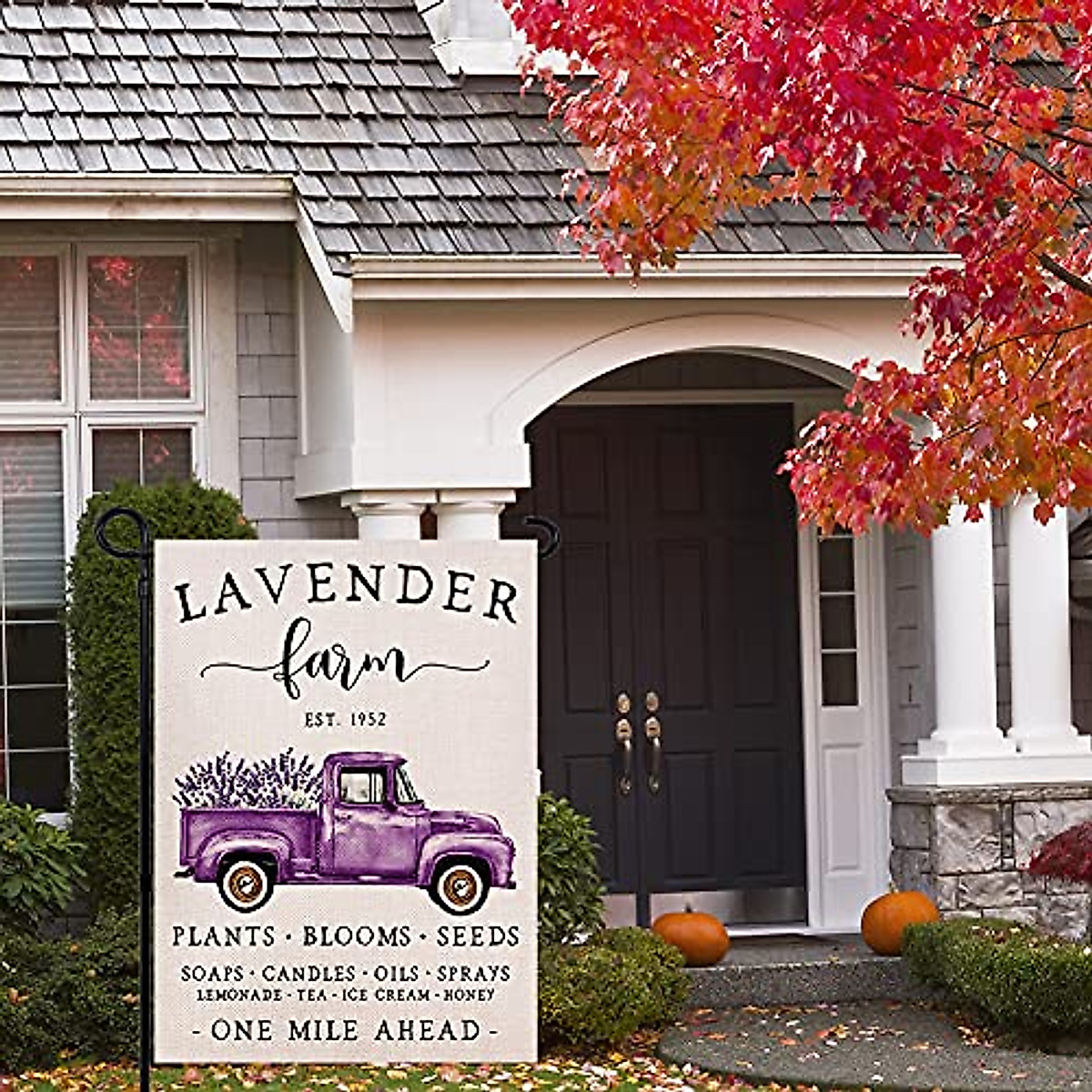 Welcome Lavender Truck Garden Flag Vertical Double Sized, Seasonal Summer Holiday Yard Outdoor Decoration 12.5 x 18 Inch