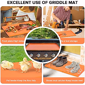 28 Inch Mat for Blackstone, 100% Food-Graded Silicone Griddle Cover with 2 Dishwashing Sponges