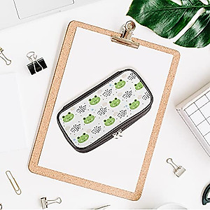 Frog Large Pencil Case Cute Frog Pen Box with Zipper Green for Kids Girls Boys Adults School Office College Makeup Cosmetic Bag Portable Storage Organizer
