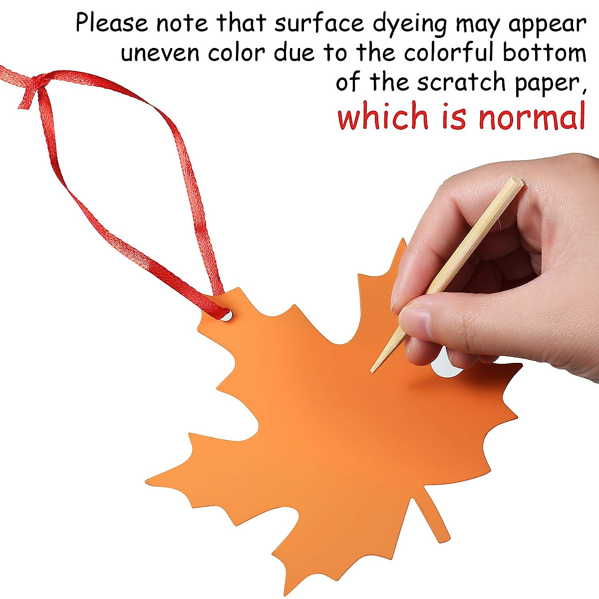 Gejoy 70 Pieces Thanksgiving Rainbow Scratch Paper Craft Kit Scratch Off Paper Fall Leaves Pumpkins Acorns Pattern Paper with Ribbons and Wooden Styluses for Harvest Party Decorations