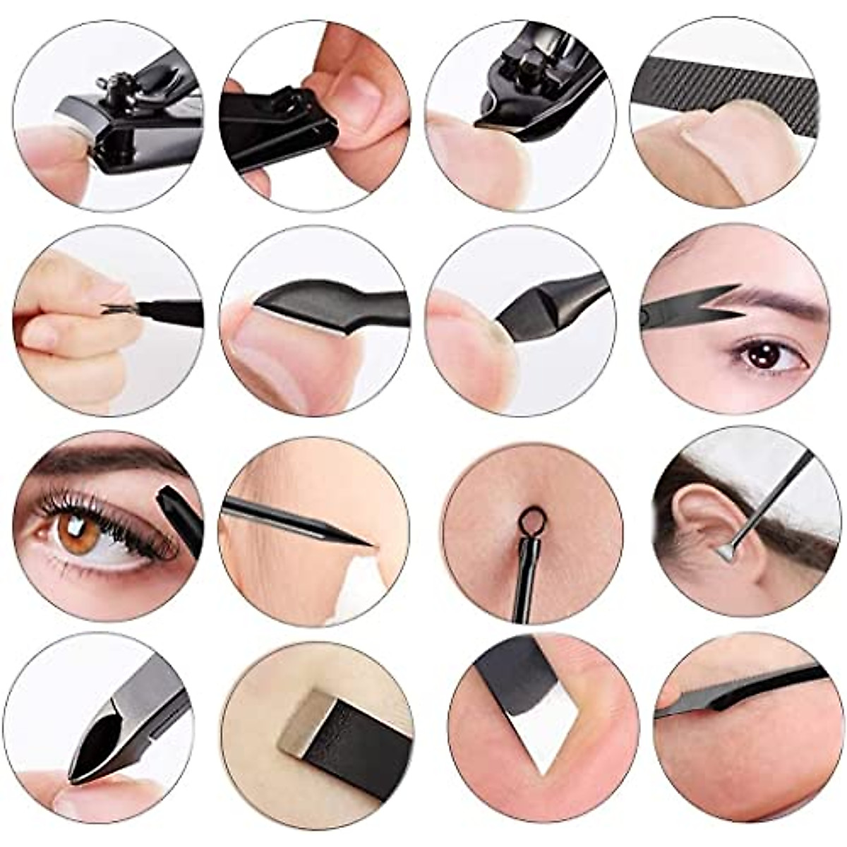 GENIXX Products Nail Clipper Set - Professional Cutter Nipper Pedicure Kits | Beauty Manicure Set with Luxurious PU Leather Storage Case | Stainless Steel Nail Kit for Men & Women (16 pcs Brown/Black)