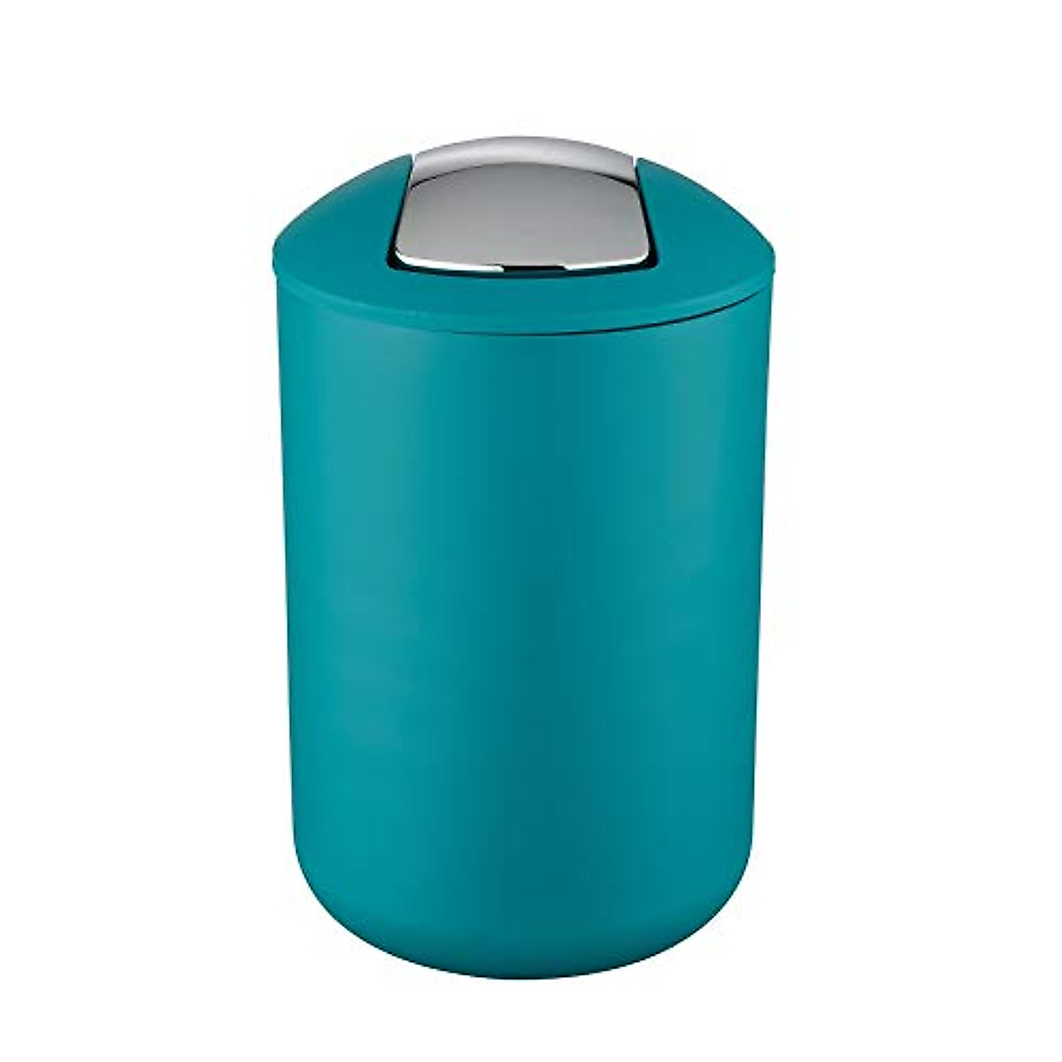WENKO, Garbage Bin with Swing Lid, Bathroom Trash Can, Waste Basket for Small Spaces, Bedroom, Office, Guest Toilet,1.7 gal, 7.68 x 7.68 x 12.2 in, 19.5 x 19.5 x 31 cm, Petrol Blue