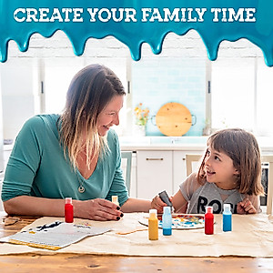 ROMI'S WAY DIY Clock kit w Round Wood, Acrylic Pouring Paint, Clock Mechanism – Kids Painting kit - Clock Kits for Do It Yourself - Unique Boys & Girls Arts and Crafts for Kids Ages 8-12 6-8 and up
