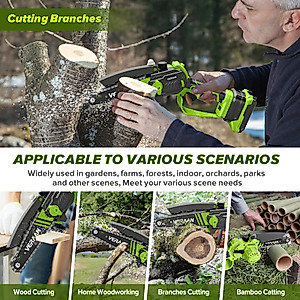 Veraan Mini Chainsaw 6 Inch Cordless, 1100W Electric Cordless Chainsaw with Automatic Oiler and 2 Battery, 21V Handheld Battery Powered Small Chainsaw for Branch Wood Cutting Tree Pruning Shears