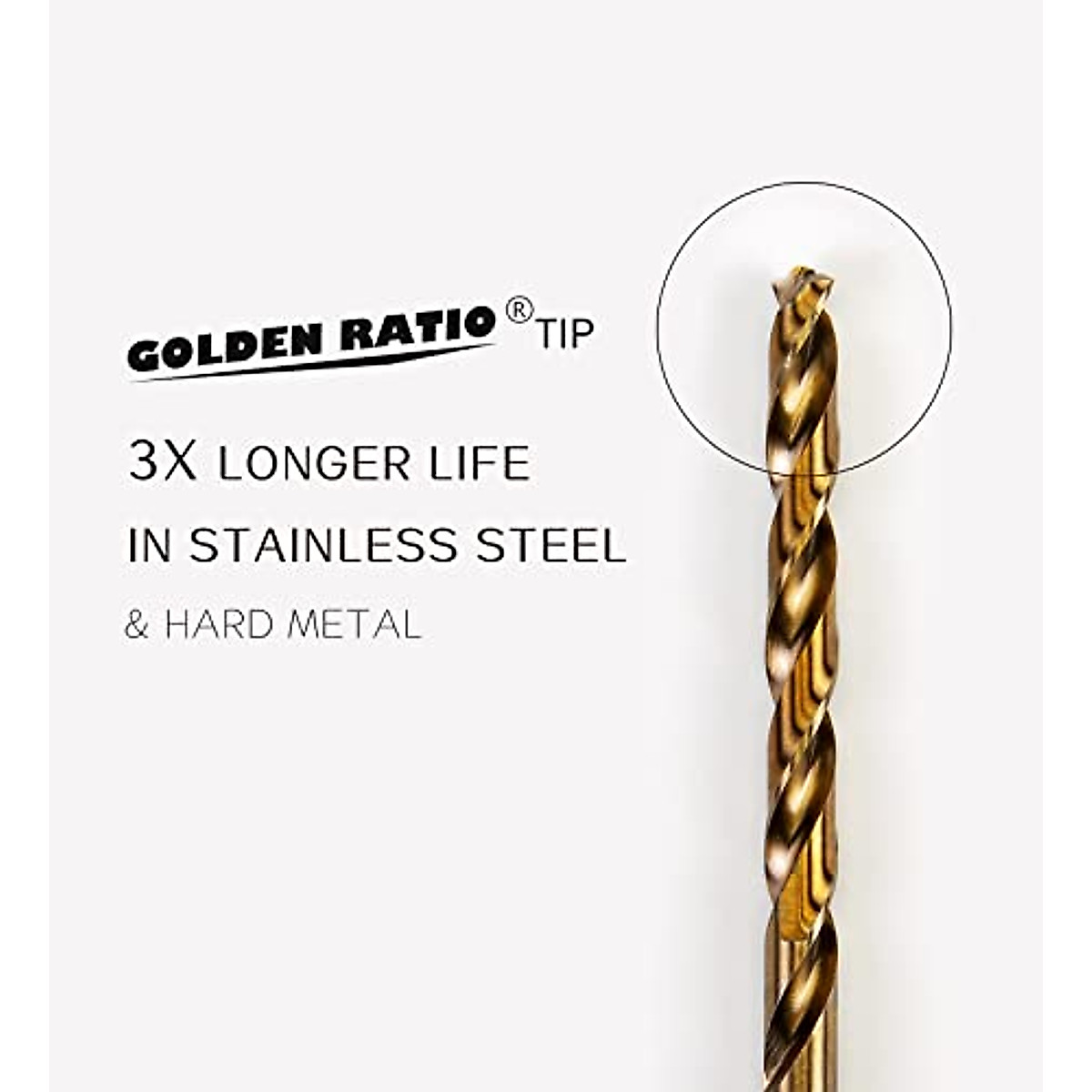 INTOO Hss Cobalt Drill Bits Set 21PCS Triangle Shank,Industry Drill bits with Golden Ratio Tip,