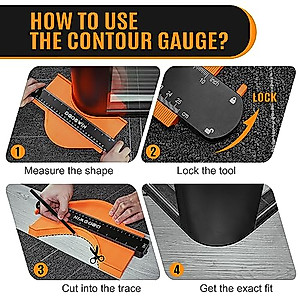 dodowin Contour Gauge Profile Tools, Gifts for Men Husband Dad Him, Outline Shape Duplicator Woodworking Tools for Flooring Tile Laying Carpet, Anniversary Birthday ldea, Home Gadget (10 Inch+5 Inch)