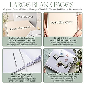 Wedding Guest Book - Polaroid Guest Book for Wedding Reception. A Hardcover Blank Guest Book for Signing. Gift Ready as a Baby Shower Guest Book or Graduation Guest Book with Styled Gift Box & Card.