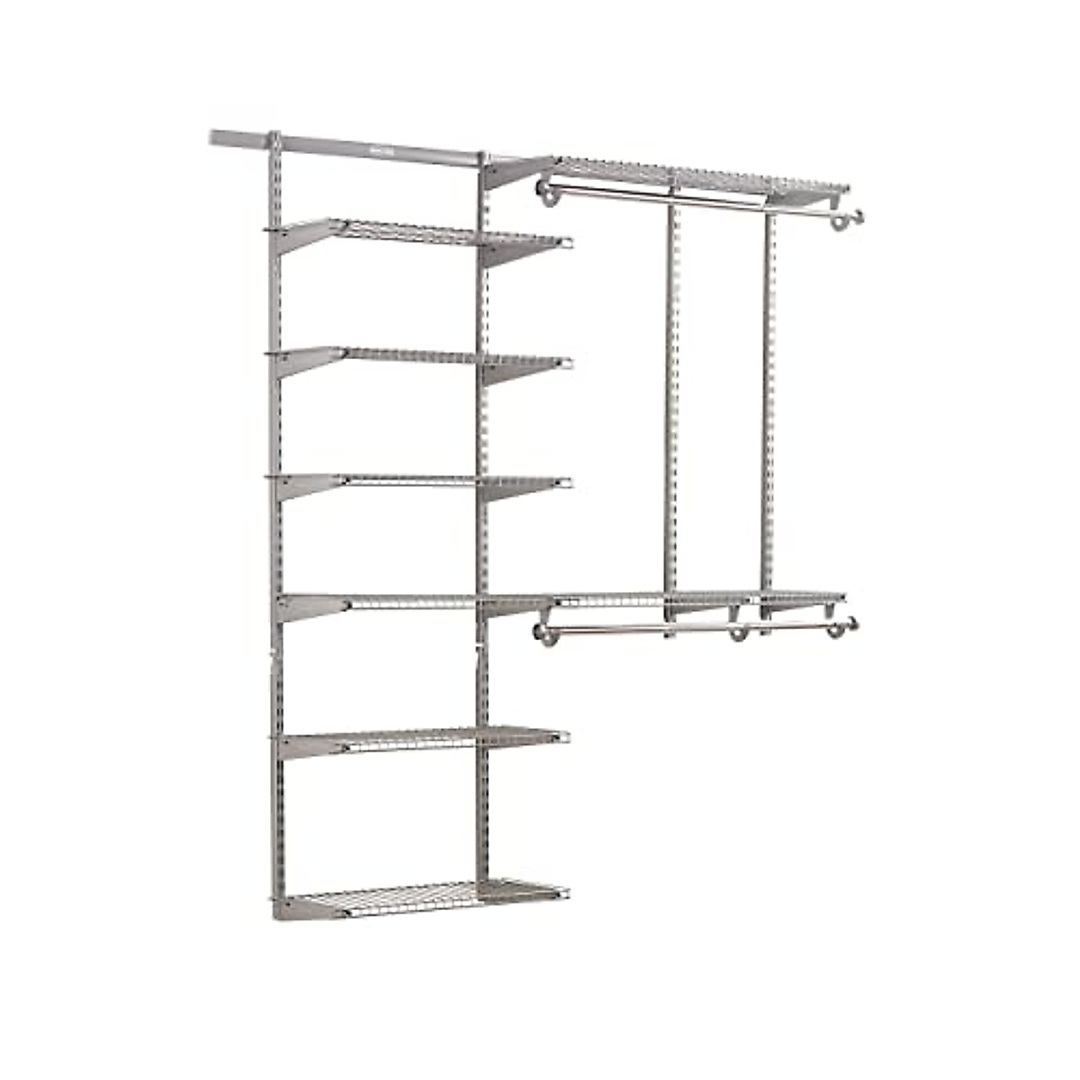 Rubbermaid Configurations Deluxe Custom Closet Kit, 3-6 Ft. Adjustable Metal Wire Shelving, Titanium Finish, Expandable Organization System, Hardware Included, for Home Closet/Pantry/Laundry/Mudroom