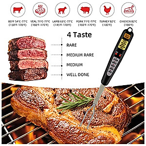 OOZTJIA Digital Meat Thermometer Fork for Grilling and Barbecue Instant Read with Electronic Alarm Accurate Cooking Temperature for Grilled Food,Steak,Pork,Turkey,Chicken,Patio,Outside,Kitchen,BBQ
