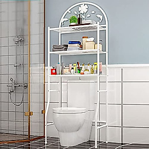 Xuthusman Over The Toilet Storage Rack 3 Tier Space Saver Rack Metal Bathroom Shelf Organizer White 70.9 * 24.4 * 12.6in (White)