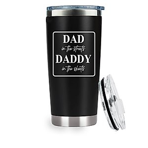 Dad In The Streets Daddy In The Sheets Tumbler 20 Oz - First Father s Day Gifts For New Dad, Godfather - Gift For First Time Dad, Grandpa, Papa - Dad To Be Gifts For 1st Time Dad, Expectant Father