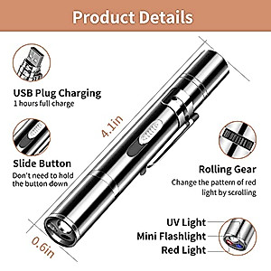 DOOT TOOD Pet Cat Laser Toy, USB Rechargeable Handheld Pointer, 5 Red Laser Patterns, Suitable Indoor Interaction with Cats or Dogs
