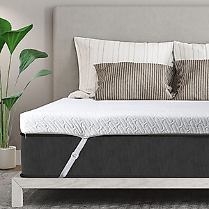 VALUXE 4 Inch Gel Memory Foam Mattress Topper King Size High Density Cooling Pad Pressure Relief Bed Topper (with Removable & Washable Bamboo Cover)