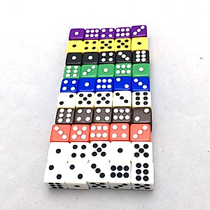 SmartDealsPro 50-Pack D6 Six Sided 12mm Opaque Dice Die-Random Color(at Least 5 Colors)