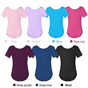 Phineein Girls Short Sleeve Team Basic Leotards For Kids (10-12years, Navy Blue)