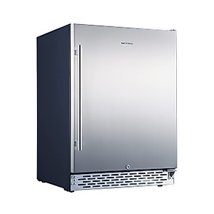 Phiestina 24 inch Indoor/Outdoor Beverage Refrigerator 175 Cans Built-in/Freestanding Beverage Fridge Cooler Lockable Stainless Steel Door Auto Defrost Quiet For Home/Commercial,6 Removable Shelves