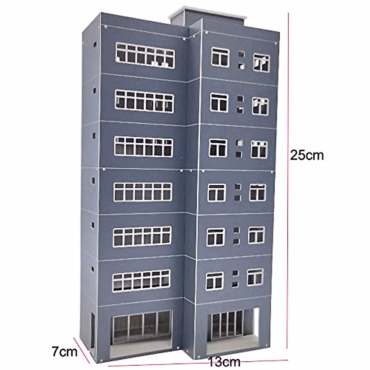 ATINGSHOKB HO Scale Building 1:87 DIY Train Railway Modern Tall Business Buildings Office House Assembled Architectural for Model Train Layout (Gray)