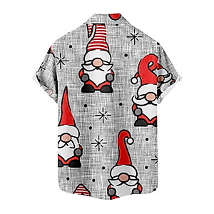 Pink Hoodie 2023 Winter Men Christmas Print Blouse Shirt Holiday Printing Turndown Neck Tee Tops Short Sleeves Loose Fit Streetwear T-shirts Gray XX-Large