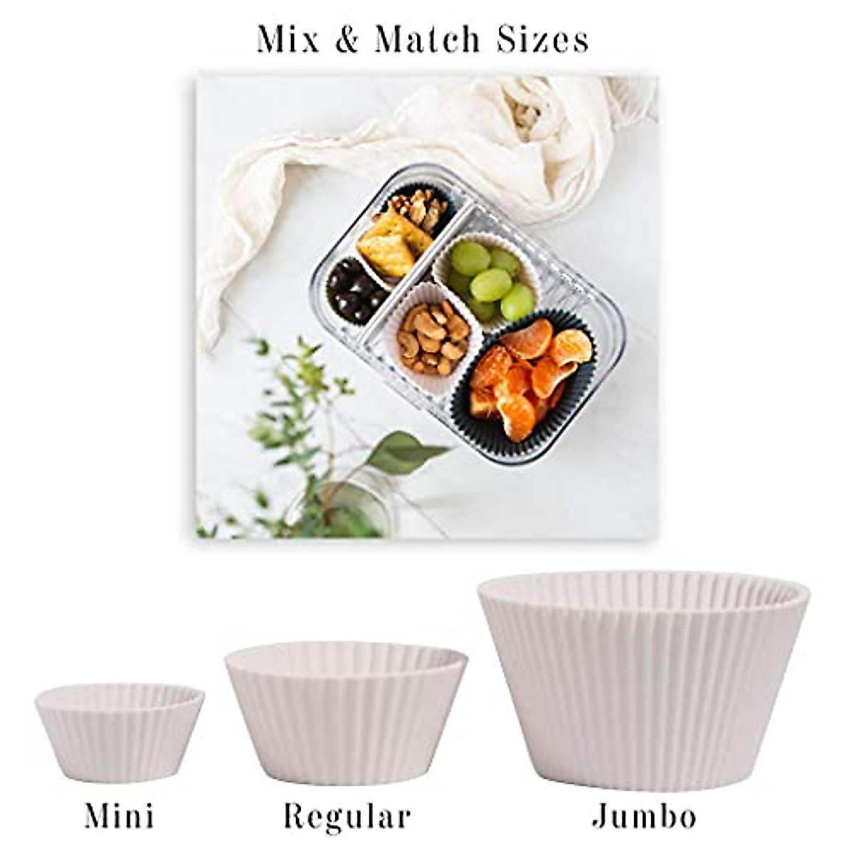 The Silicone Kitchen Reusable Silicone Baking Cups - Non-Toxic, BPA Free, Dishwasher Safe ((White, Navy, Sage Green, Dusty Blue), Standard)