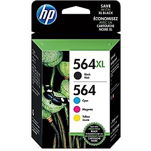 Hp 564 / 564Xl (N9h60fn) Ink Cartridges (Cyan Magenta Yellow Black) 4-Pack in Retail Packaging