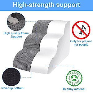 Dog Stairs for Small Dogs,3 Steps Cat Steps for High Bed or Couch,Non-Slip Dog Ramp with Removable Washable Cover,15.74’’ High,for Small Pets, Older Dogs, Cats with Joint Pain